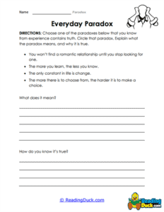Paradox Worksheets | Literary Devices | Reading Duck.com