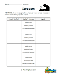 Sarcasm Worksheets | Literary Devices | Reading Duck.com