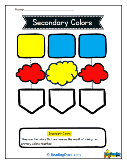 Secondary Colors Worksheets | Reading Duck.com