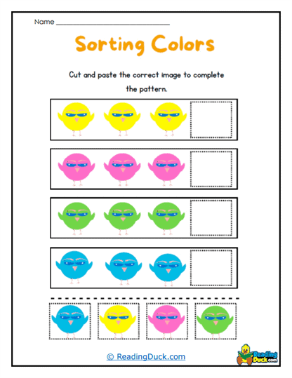 Sort and Match Colors Worksheets | Reading Duck.com