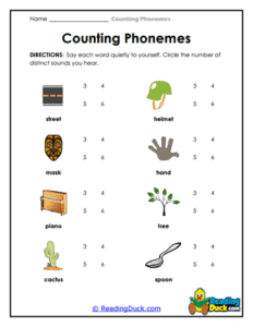 Counting Phonemes Worksheets | Phonics Skills | Reading Duck.com
