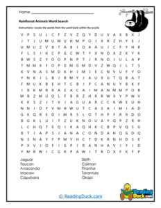 Animals Word Searches | Vocabulary Series | Reading Duck.com