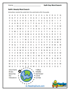 Earth Day Word Searches | Holiday Series | Reading Duck.com
