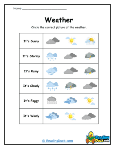 Weather Vocabulary Word Worksheets | Reading Duck.com
