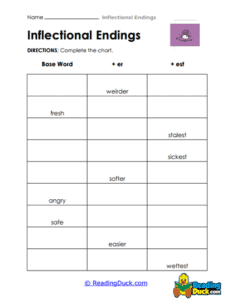 Inflectional Endings Worksheets | Phonics Skills | Reading Duck.com