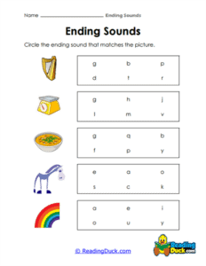 Ending Sounds Worksheets | Phonics Skills | Reading Duck.com