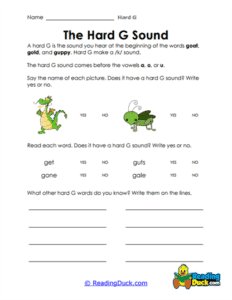 Hard G Worksheets | Phonics Skills | Reading Duck.com