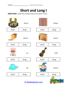 Short and Long I Worksheets | Reading Duck.com