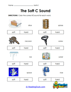 Soft C Worksheets | Phonics Skills | Reading Duck.com