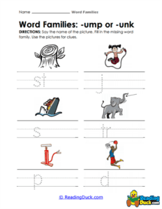 Word Family Worksheets | Phonics Skills | Reading Duck.com