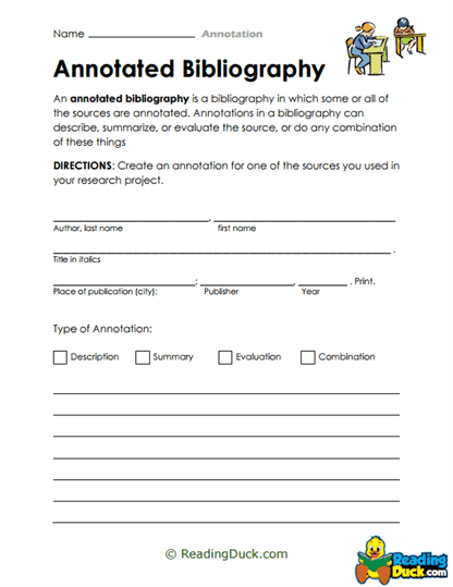 Annotation Worksheets | Reading Skills | Reading Duck.com