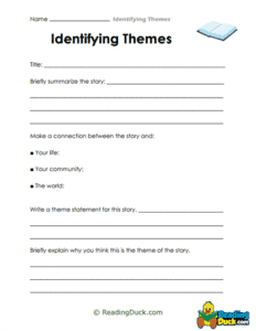 Identifying Themes Worksheets | Reading Skills | Reading Duck.com