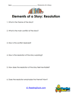 Story Elements Worksheets | Reading Skills | Reading Duck.com