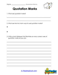 Quotation Mark Worksheets | Punctuation | Reading Duck.com