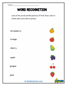 Recognizing Words Worksheets | Print Concept | Reading Duck.com