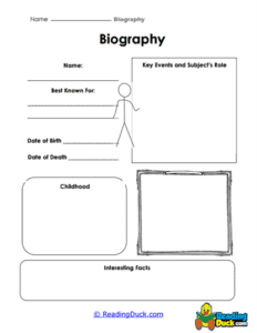Biography Writing Worksheets | Reading Duck.com