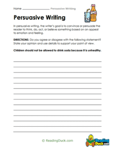 Persuasive Writing Worksheets | Reading Duck.com