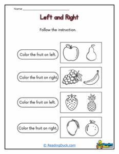 Left or Right Worksheets | Reading Duck.com