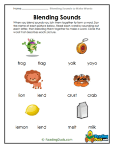 Blending Sounds Worksheets | Phonics Skills | Reading Duck.com