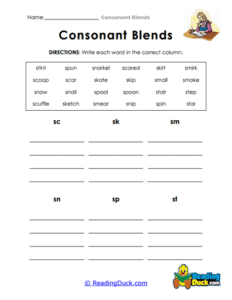Consonant Blends Worksheets | Phonics Skills | Reading Duck.com