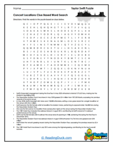 Taylor Swift Word Searches | Vocabulary Series | Reading Duck.com