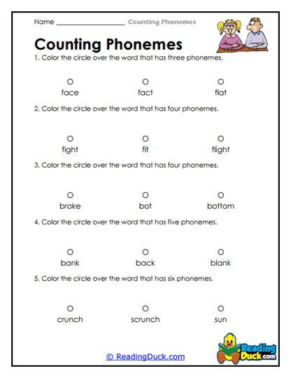 Counting Phonemes Worksheets | Phonics Skills | Reading Duck.com