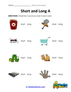 Short and Long A Worksheets | Phonics Skills | Reading Duck.com