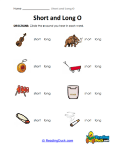 Short and Long O Worksheets