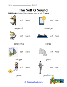 Soft G Worksheets | Phonics Skills | Reading Duck.com