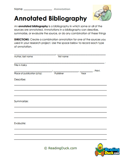 Annotation Worksheets | Reading Skills | Reading Duck.com