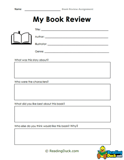 Book Review Assignment Worksheets | Reading Duck.com
