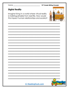 12th Grade Writing Prompt Worksheets | Reading Duck.com