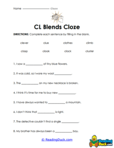 Cloze Worksheets | Reading Skills | Reading Duck.com