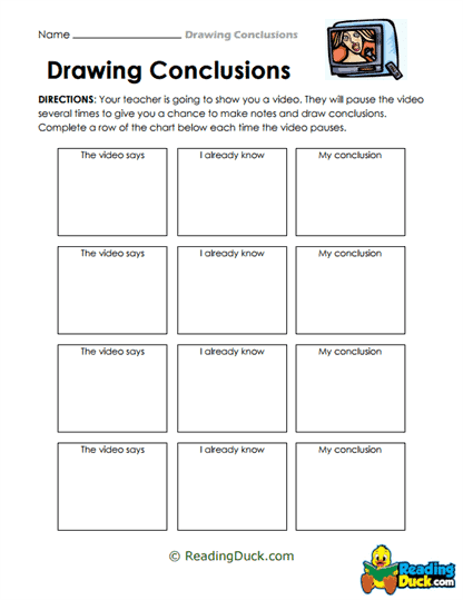 Drawing Conclusions Worksheets | Reading Duck.com