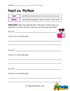 Fact vs Fiction Worksheets | Reading Skills | Reading Duck.com