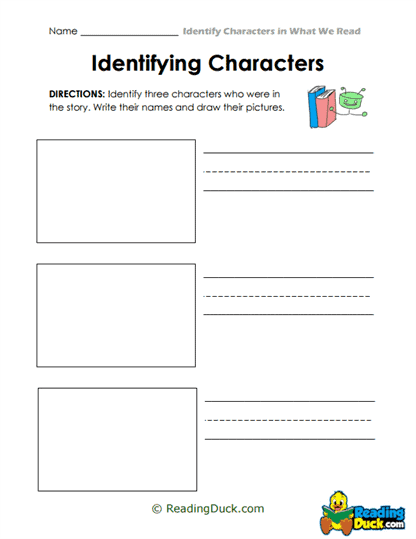 Identifying Characters Worksheets | Reading Skills | Reading Duck.com