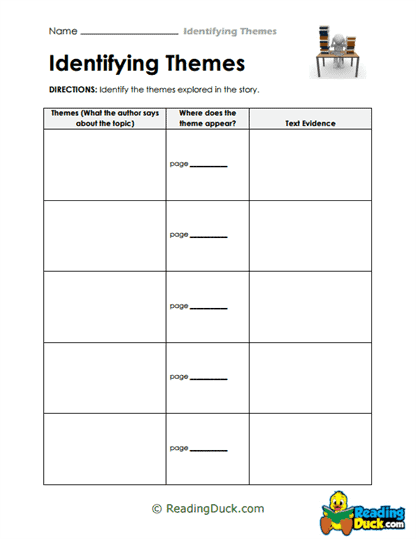 Identifying Themes Worksheets | Reading Skills | Reading Duck.com