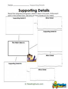 Supporting Details Worksheets | Reading Skills | Reading Duck.com