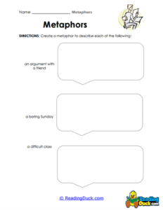 Metaphor Worksheets | Language Arts Skills | Reading Duck.com