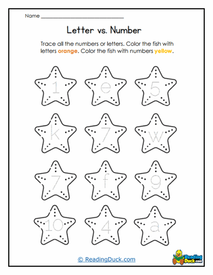 Letters vs. Numbers Worksheets