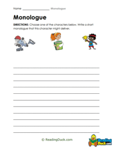 Monologue Worksheets | Reading Duck.com