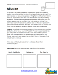 Rhetorical Devices Worksheets | Literary Devices | Reading Duck.com