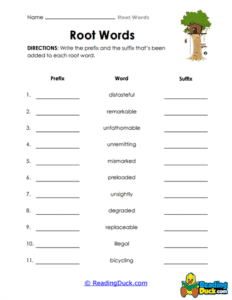 Root Words Worksheets