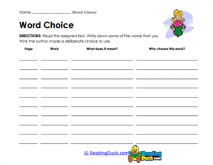 Word Choice Worksheets | Vocabulary Series | Reading Duck.com