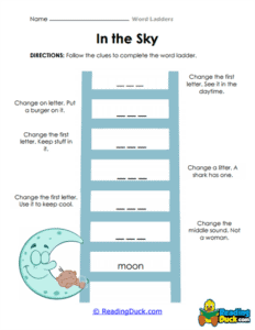 Word Ladder Worksheets | Vocabulary Series | Reading Duck.com