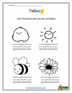 Color Yellow Worksheets | Reading Duck.com