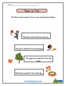 Near or Far Worksheets | Reading Duck.com