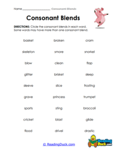 Consonant Blends Worksheets | Phonics Skills | Reading Duck.com