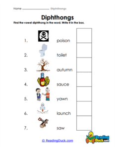 Diphthong Worksheets | Phonics Skills | Reading Duck.com