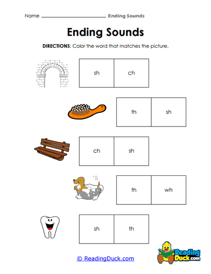 Ending Sounds Worksheets | Phonics Skills | Reading Duck.com